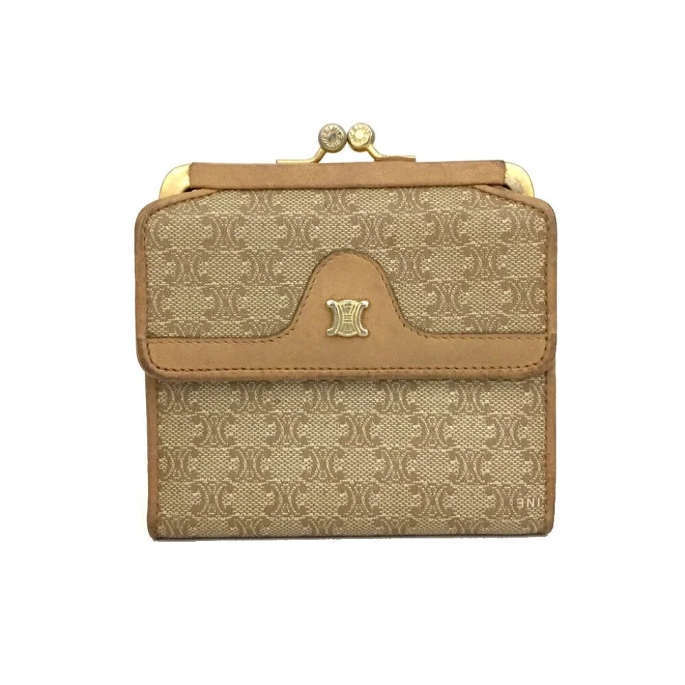 Celine | Bags | Celine Macadam Pvc Leather Bifold Wallet Logo Beige ...
